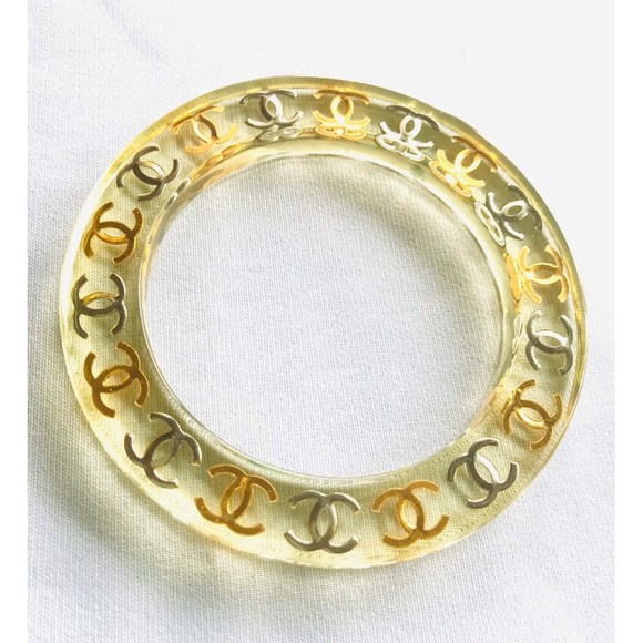 CHANEL | Jewelry | Chanel Vintage Resin Bangle Bracelet With Gold And ...